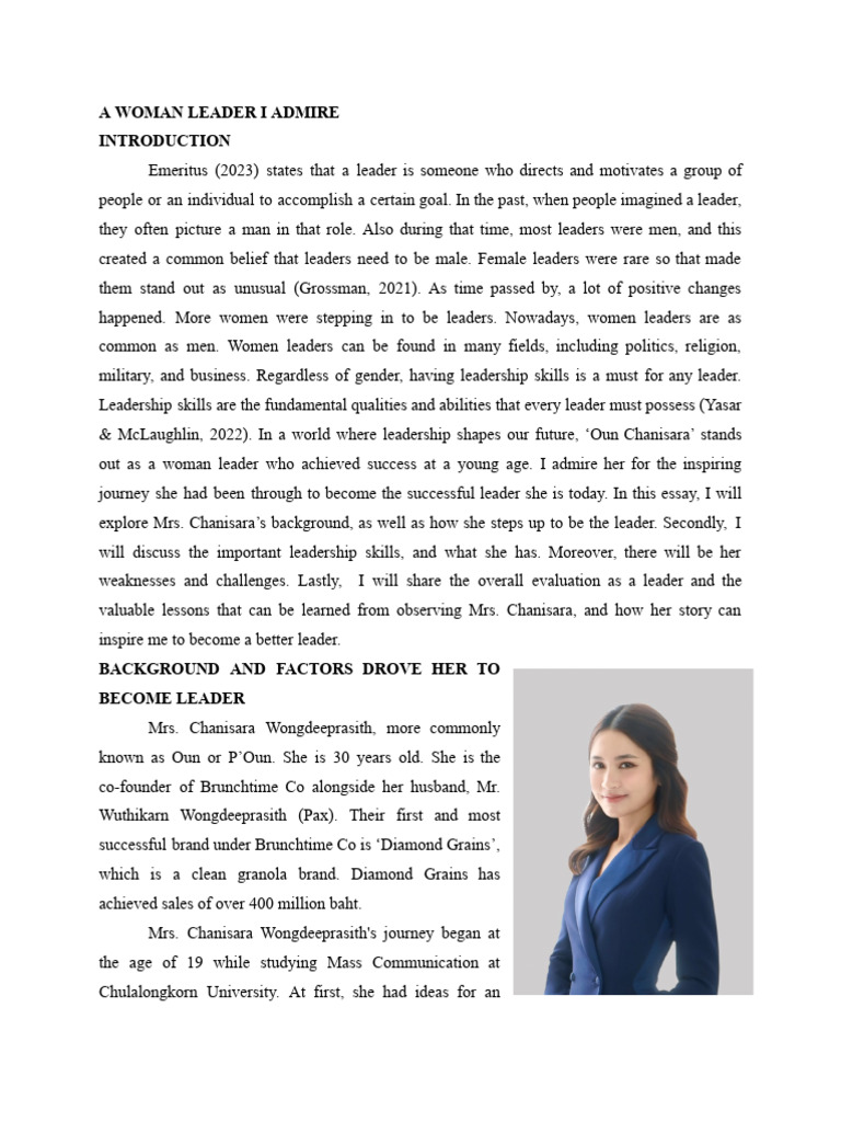 A Woman Leader I Admire | PDF | Leadership | Conflict Resolution