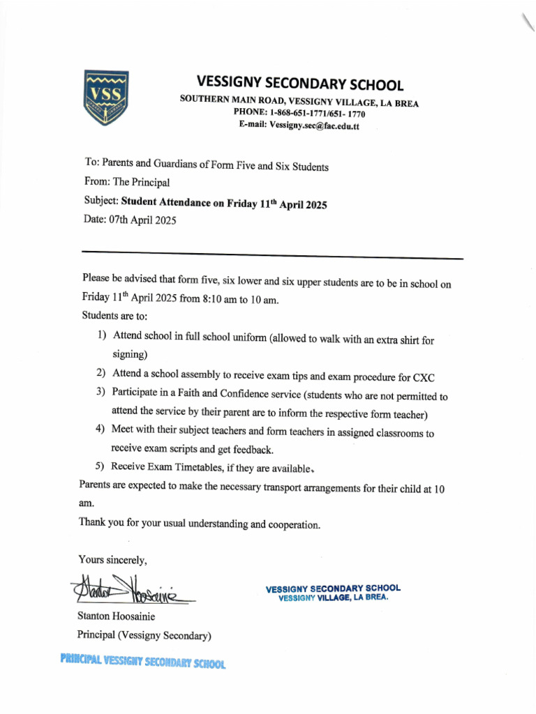 Parent Letter - CXC Students | PDF
