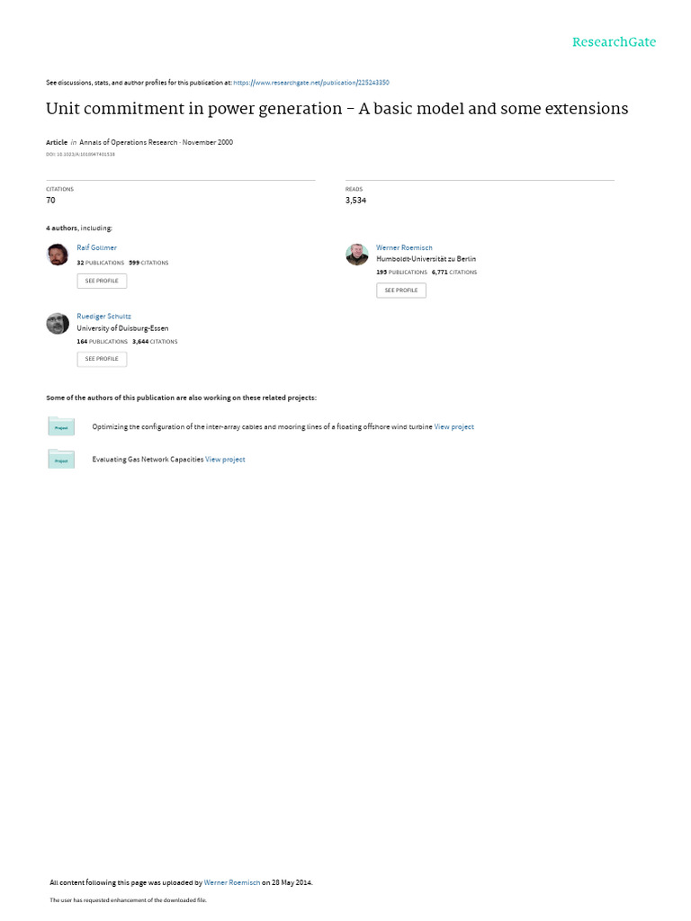Unit Commitment in Power Generation - A Basic Model | PDF | Mathematical Optimization ...