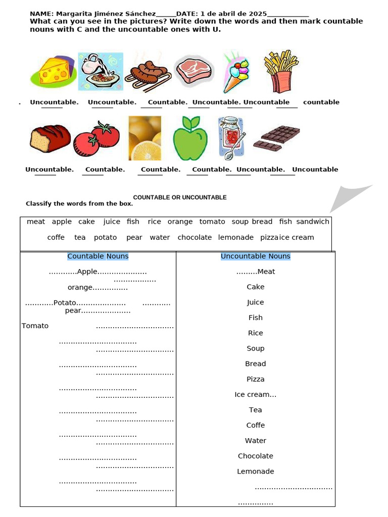 Countable and Uncountable Nouns Guide | PDF
