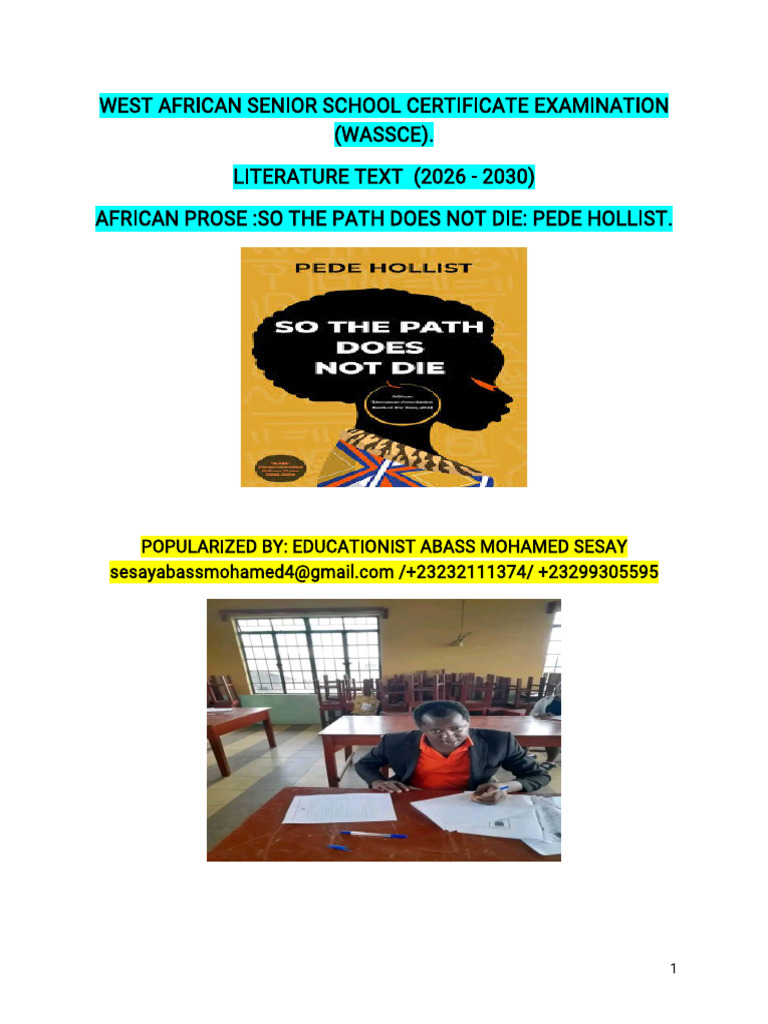 AFRICAN PROSE SO THE PATH DOES NOT DIE by PEDE HOLLIST Popularized by A ...