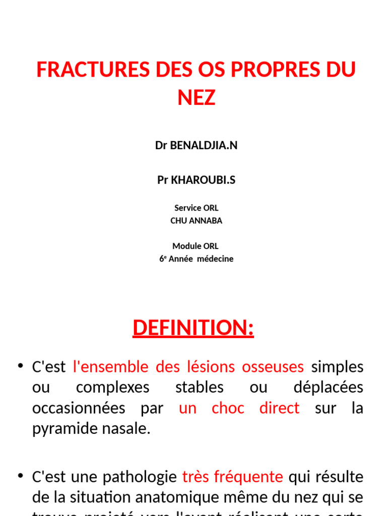Fractures des os propres du nez | PDF | Médecine clinique | Spécialités ...
