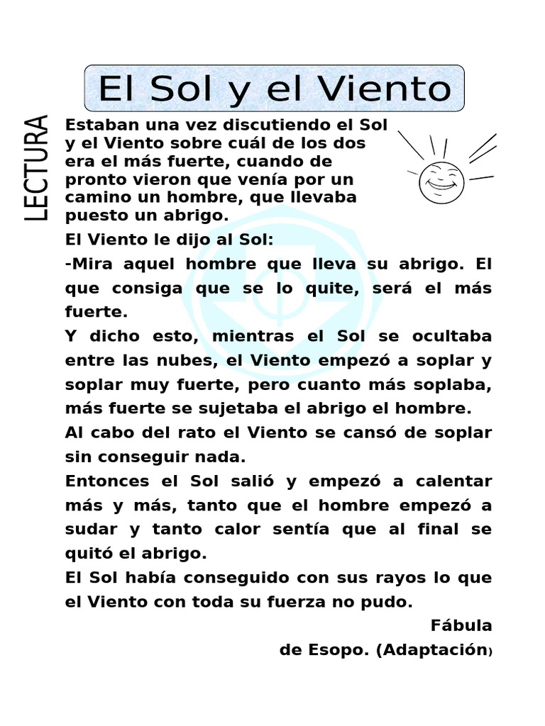 CUENTO EL SOL Y EL VIENTO | PDF