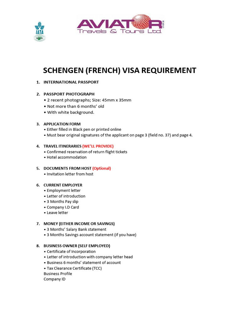 Schengen Visa Requirements for France | PDF | Travel Visa | Passport