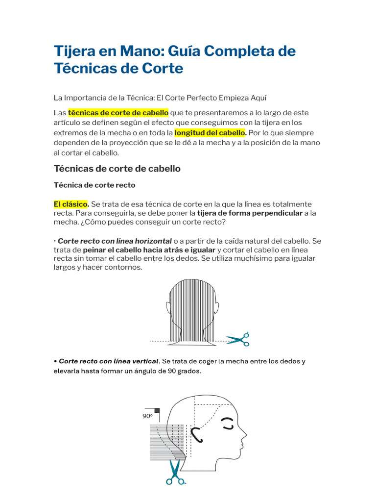 Técnicas y Ángulos en Corte de Cabello | PDF