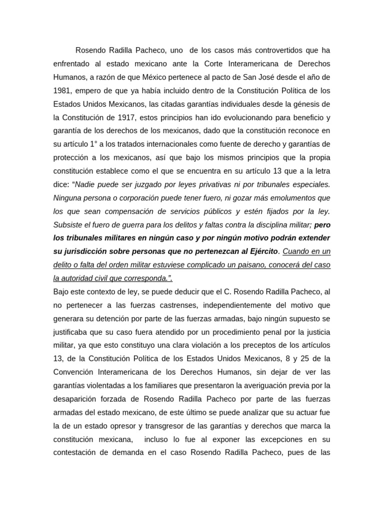 Caso Rosendo Radilla y Derechos Humanos | PDF | Convenio europeo de ...