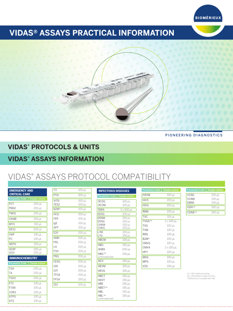 Vidas Assays Practical Information1 | PDF | Medical Specialties ...