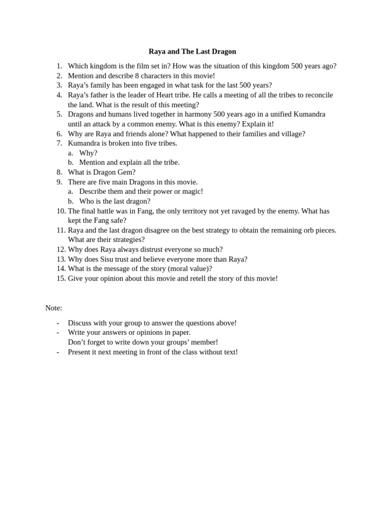 Raya and the Last Dragon Analysis Guide | PDF