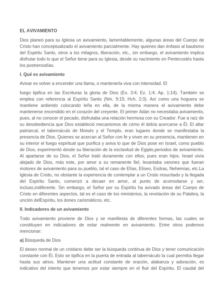 El Avivamiento | PDF | eucaristía | Cristo (título)