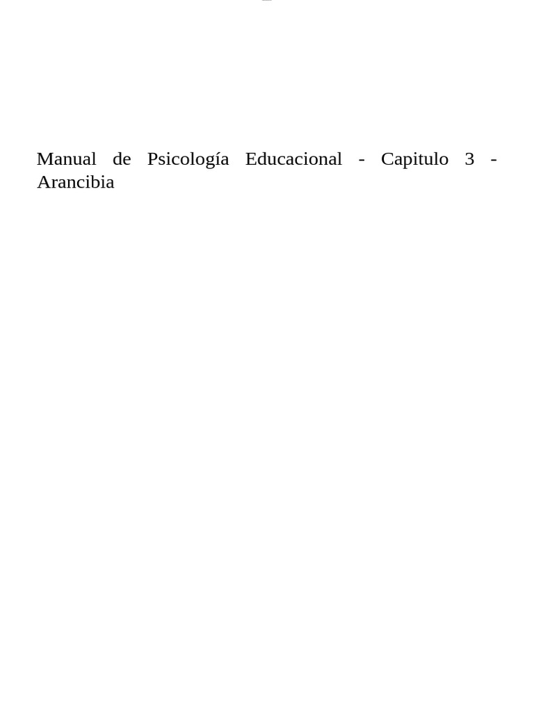 Manual de Psicologia Educacional Capitulo 3 Arancibia | PDF | Aprendizaje | Sicología