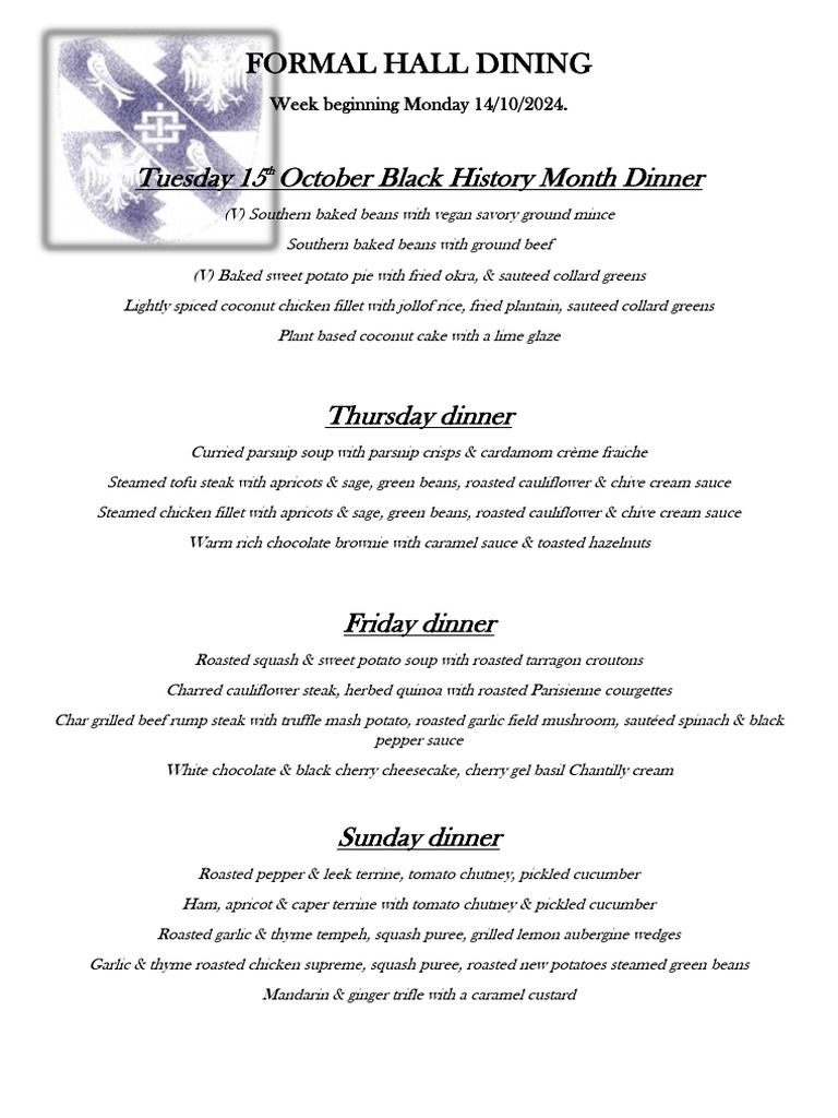 Menu 14th Oct | PDF