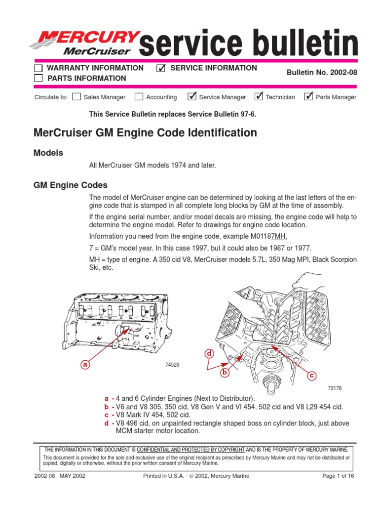 Mercruiser GM Engine Code Identification: Models | PDF