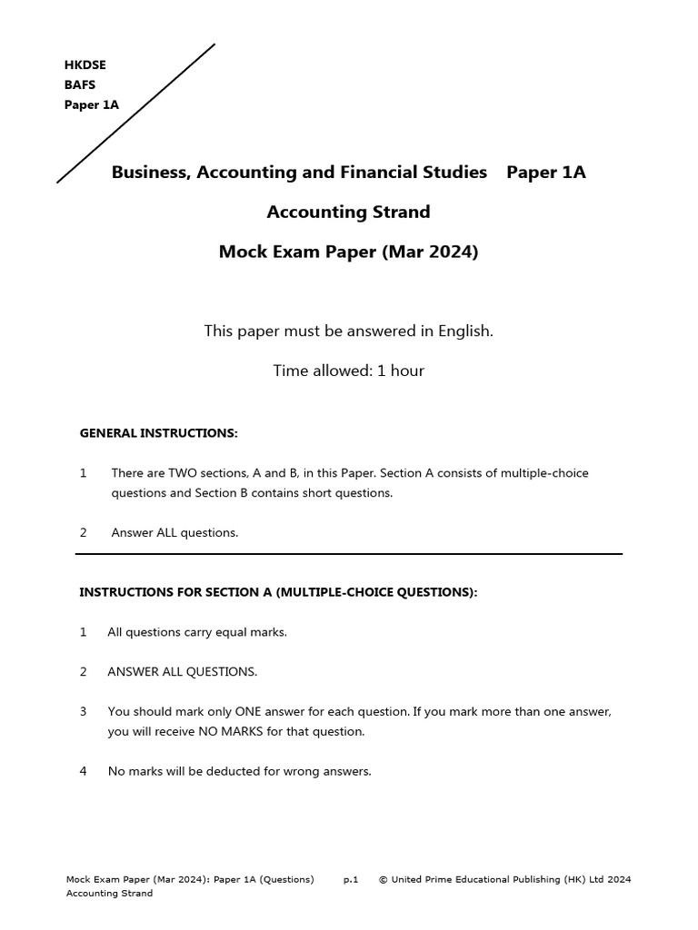 Mock Paper Mar 2024 Paper 1 Questions Eng | PDF | Net Present Value ...
