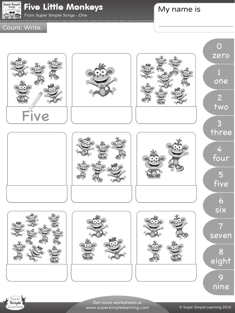 Five Little Monkeys Worksheet | PDF
