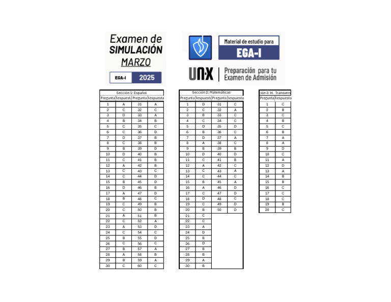 EGA 1 UNX RESPUESTAS Semana de Examenes 2025 | PDF