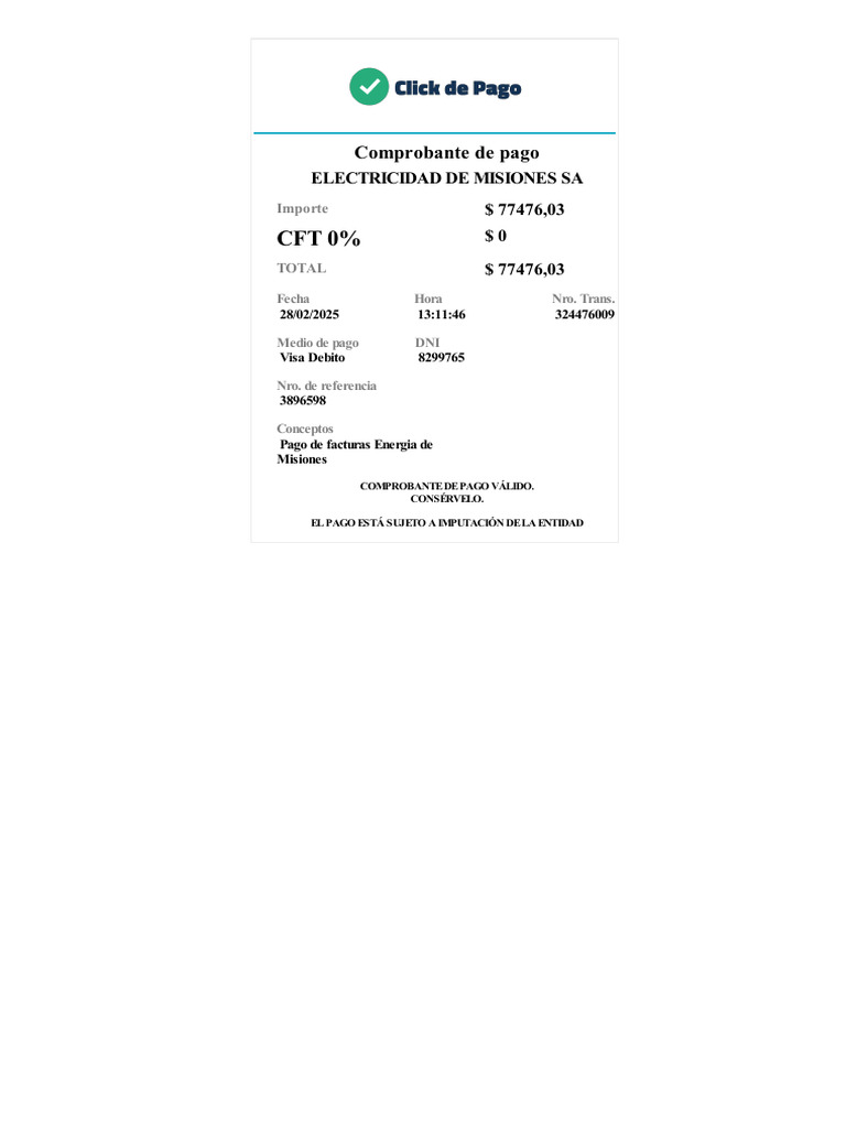 Comprobante de Pago EMSA - Feb 2025 | PDF