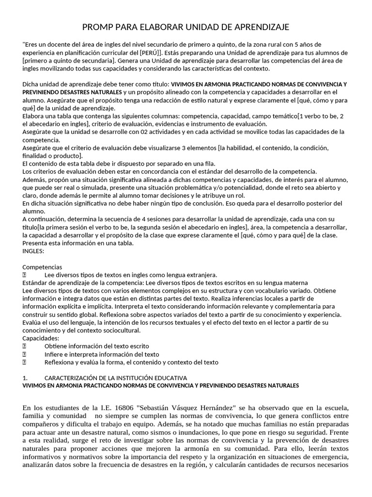 Promp Mirlan | PDF | Evaluación | Aprendizaje