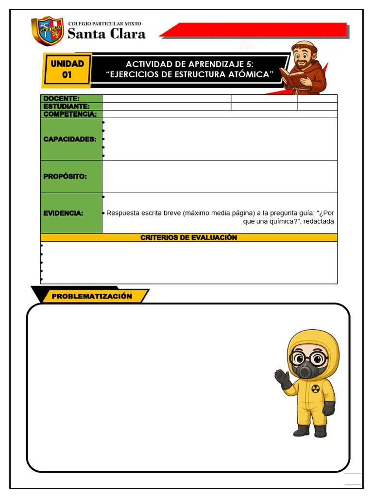 Ficha de Actividad (U1) (3° Grado) - CyT - Química | PDF | Desintegración radioactiva | La ...
