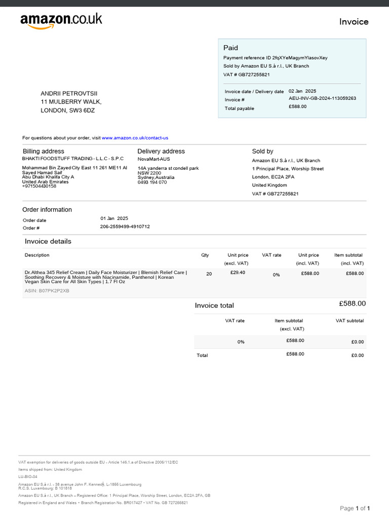 AUSTRALIA NOVA MARTpdf | PDF | Value Added Tax | Invoice