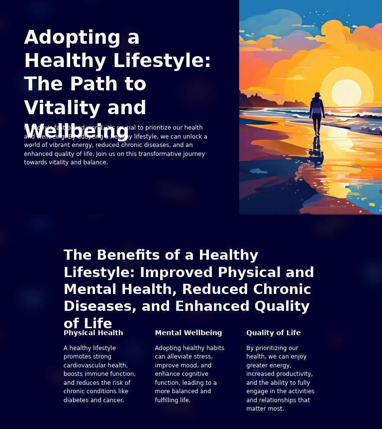 Adopting A Healthy Lifestyle: The Path To Vitality and Wellbeing | PDF