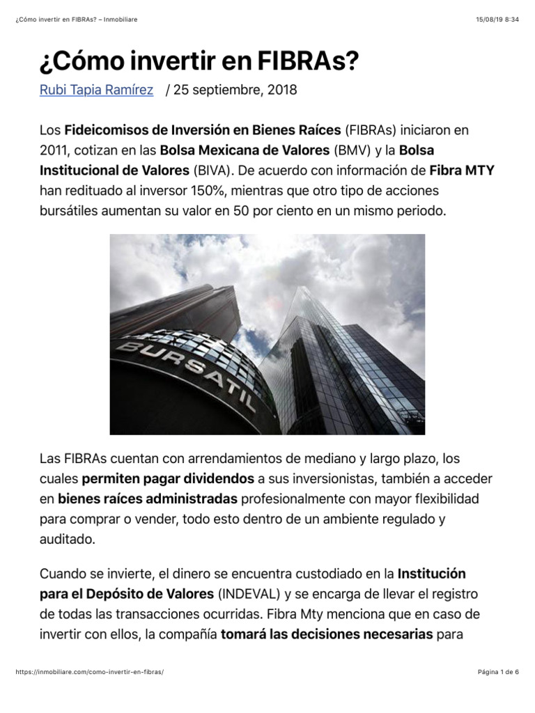 ¿Cómo Invertir en FIBRAs - Inmobiliare | PDF | Inversiones | Bolsa