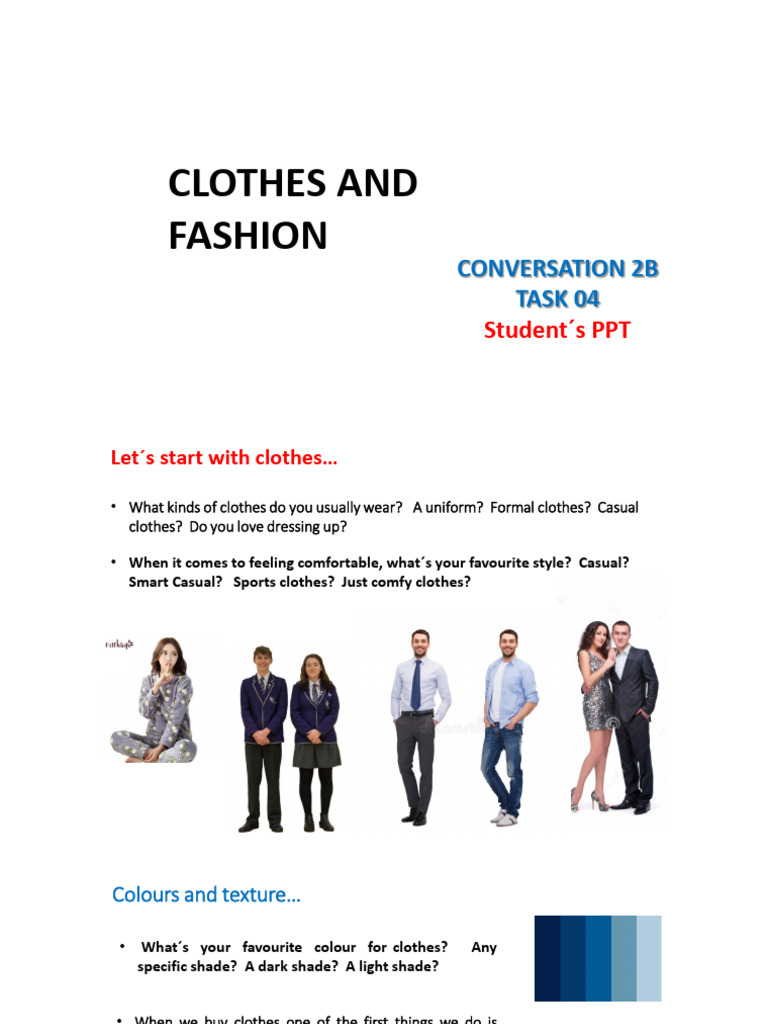 Task 4 Clothes and Fashion - For Students | PDF | Sustainability | Clothing