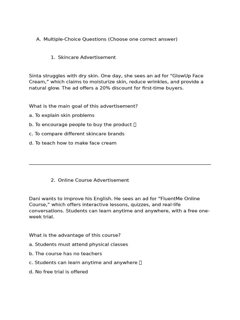 Soal Advertisement 2 | PDF | Advertising | Loyalty Program