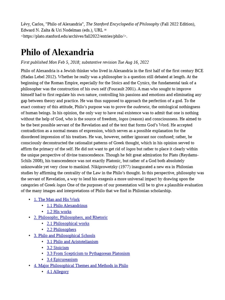 Philon de Alejandría | PDF | Platonism | Logos