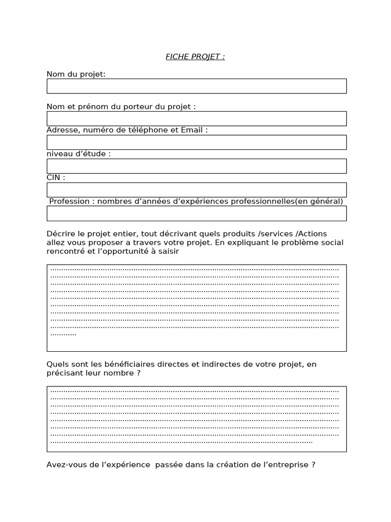 Fiche Du Projet | PDF