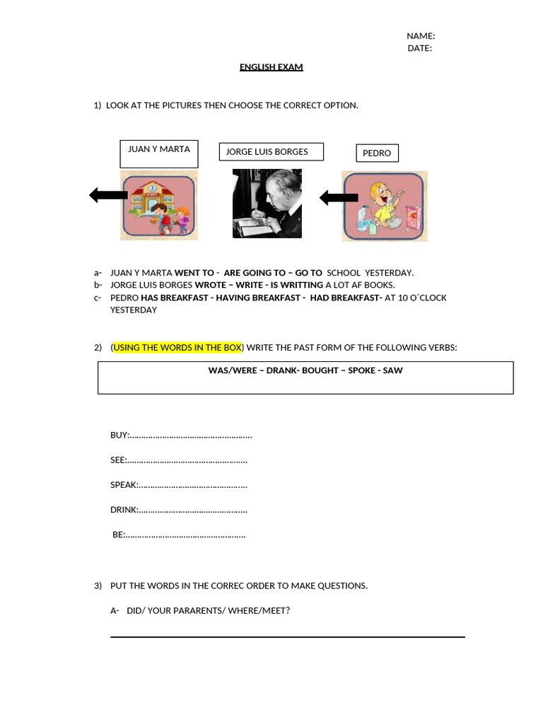 Ii English Exam (Segundo Cuatrimestre) | PDF