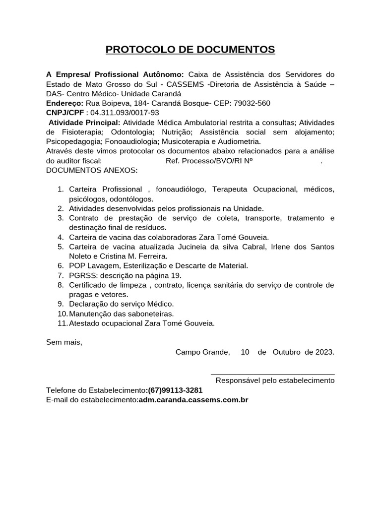 Protocolo de Documentos Vigilancia Sanitária | PDF