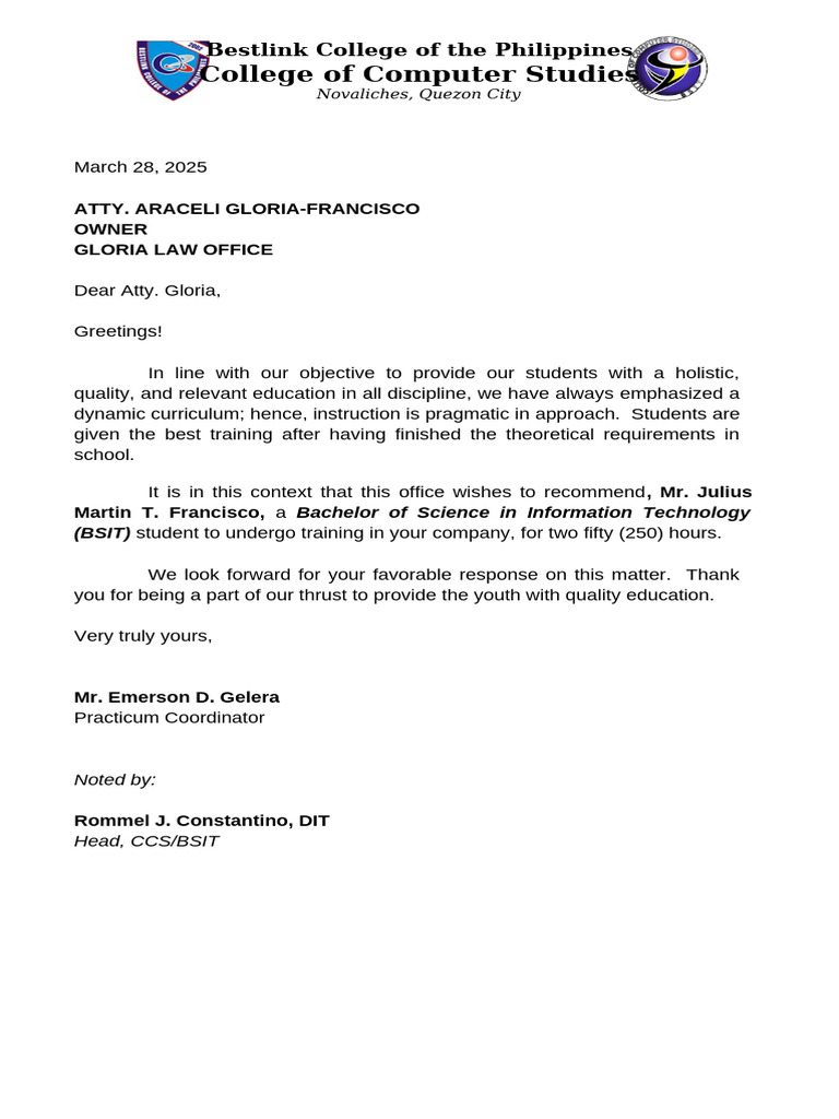 OJT TEMPLATE(RECO AND PARENT CONSENT) Gloria 1 | PDF