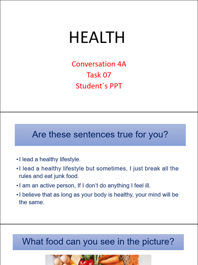 Conversation 4a - Task 07 - Health - Student S | PDF | Determinants Of Health