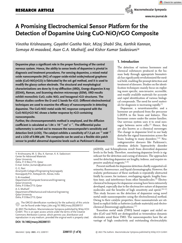 Macromolecular Symposia - 2023 - Krishnasamy - A Promising Electrochemical Sensor Platform for ...