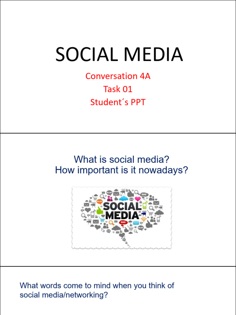 CONVERSATION 4A - TASK 01 - SOCIAL MEDIA - STUDENT´S PPT | PDF