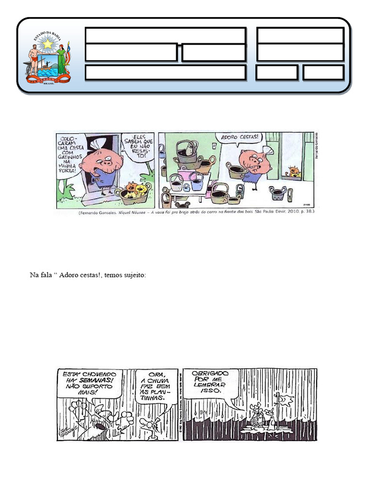 EXERCÍCIOS Tipos de Sujeito | PDF | Assunto (gramática)