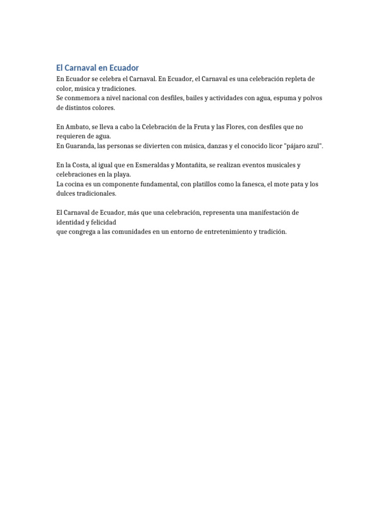 Carnaval Ecuador | PDF