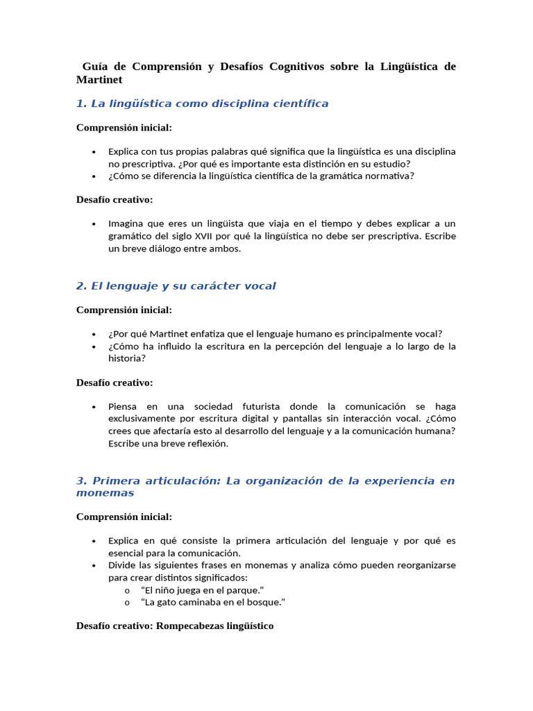 La Lingüística de Martinet TP | PDF | Lingüística | Comunicación