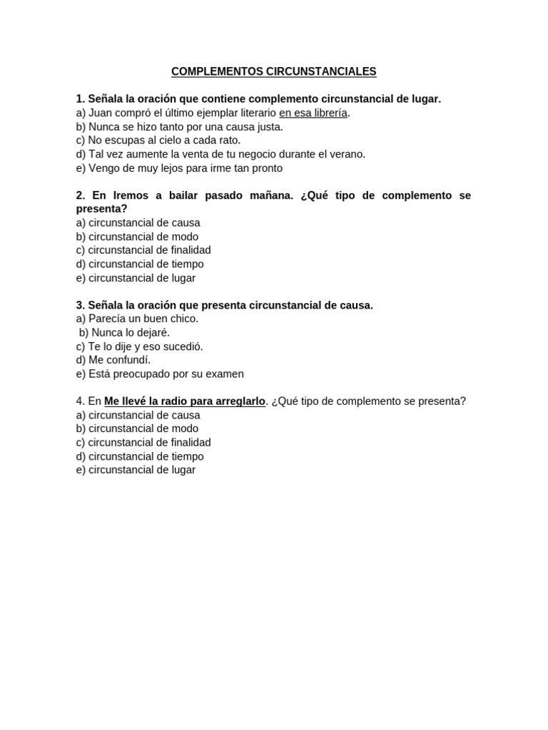 COMPLEMENTOS CIRCUNSTANCIALES | PDF