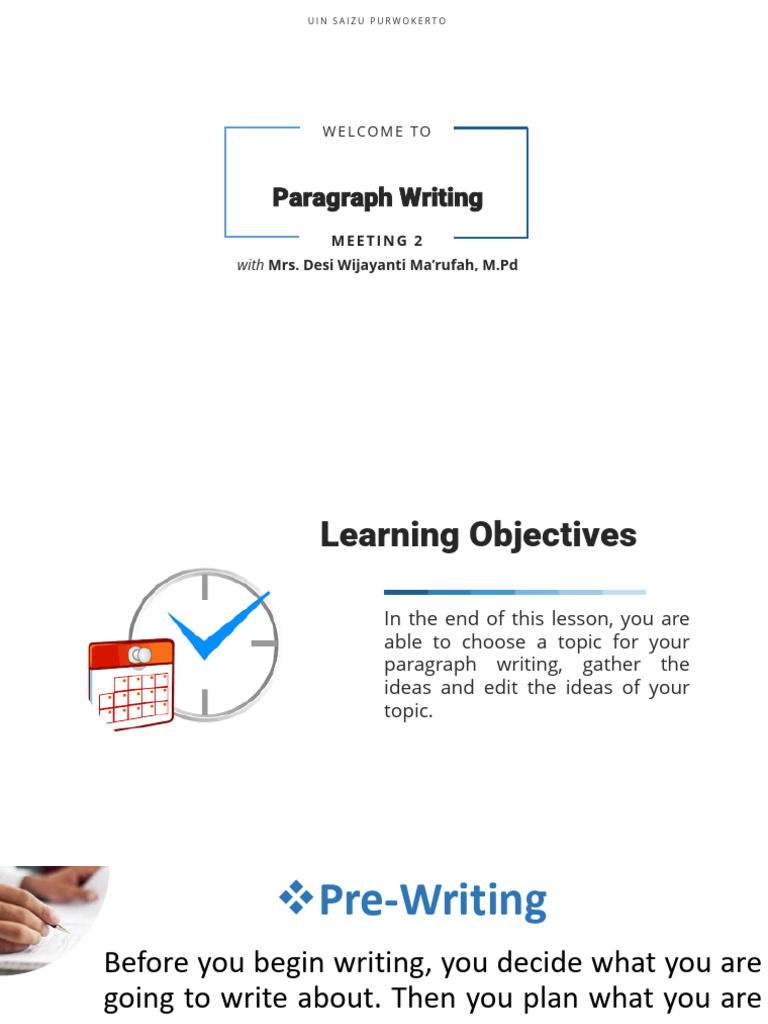 Paragraph Writing Meeting 2 | PDF | Writing | Learning