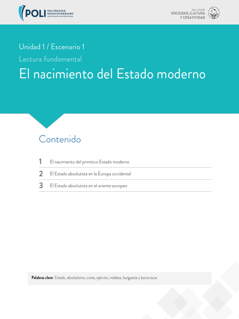 Historia Moderna Contemp 1 | PDF | Estado (política) | Feudalismo