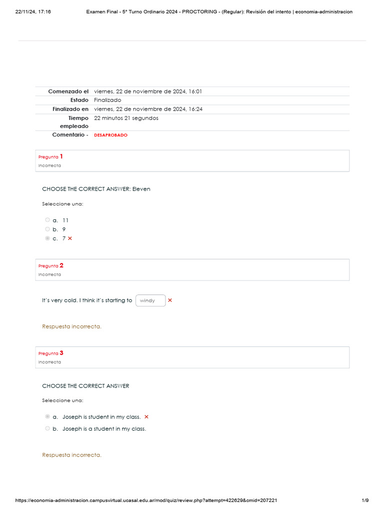 Examen Final - 5° Turno Ordinario 2024 - Sofia | PDF