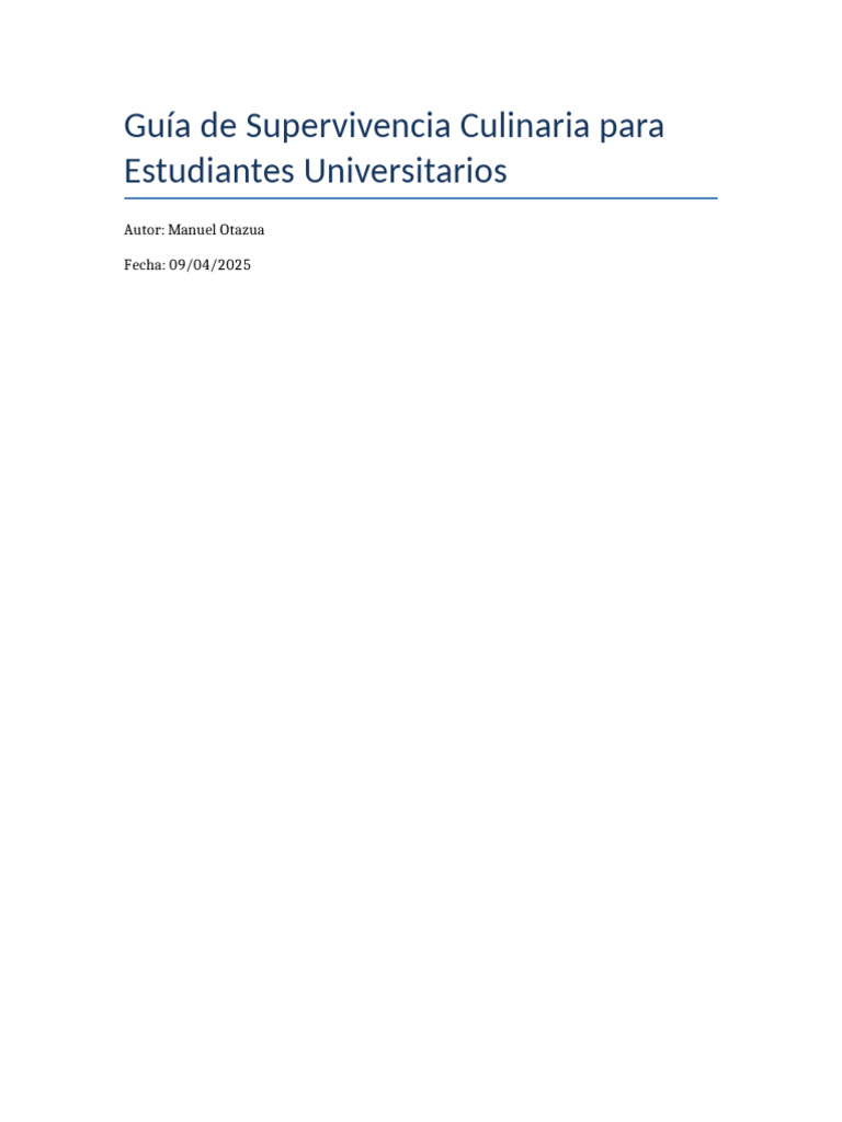 Supervivencia Culinaria para Estudiantes | PDF