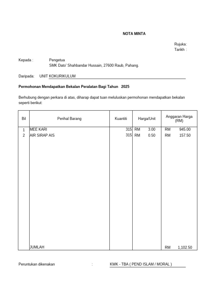 Nota Minta Soft | PDF