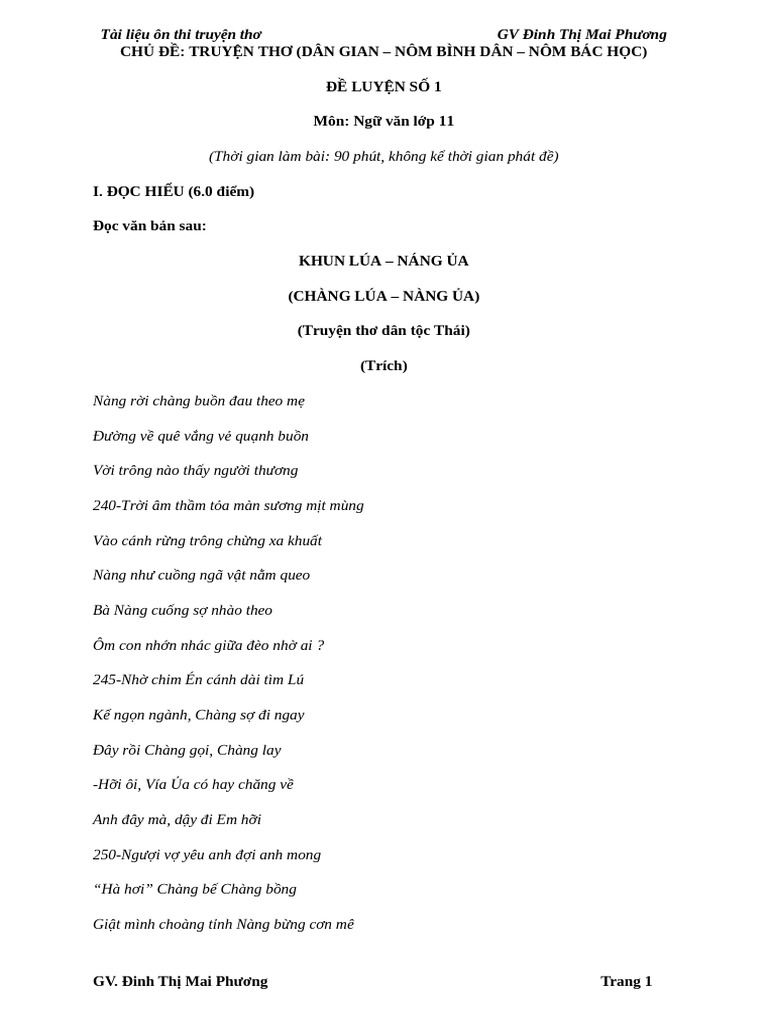 CHUYEN DE TRUYEN THO | PDF