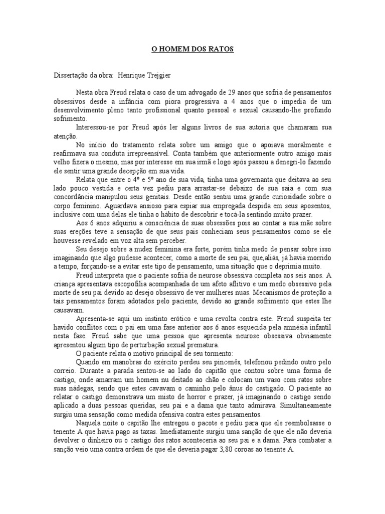 O Homem dos Ratos: Análise de Freud | PDF | Sigmund Freud | Pensamento