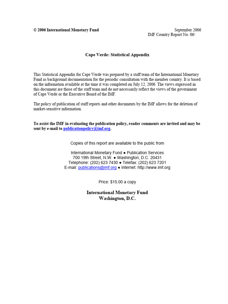 Cape Verde: Statistical Appendix | PDF | Gross Domestic Product ...