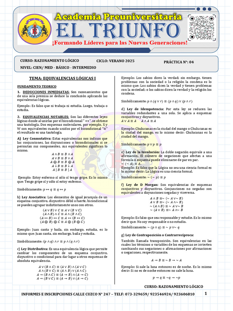 APUET-VERANO 25-RAZ. LOG-P.04-PREU-C.M. - Claves Completas | PDF | Lógica | Lógica matemática