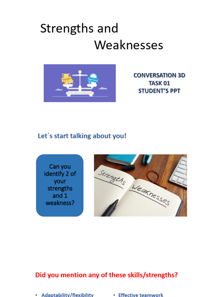 Task 1 Strengths and Weaknesses - For students | PDF | Skill | Critical ...