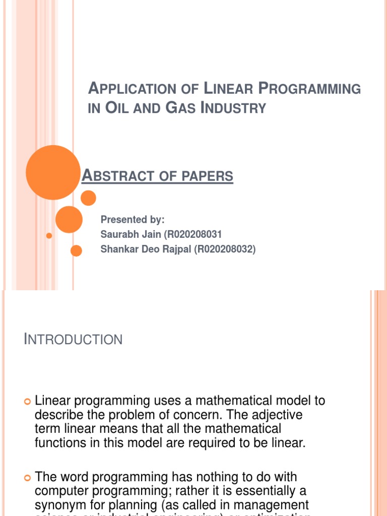 LP Application Oil Gas | PDF | Linear Programming | Petroleum Reservoir